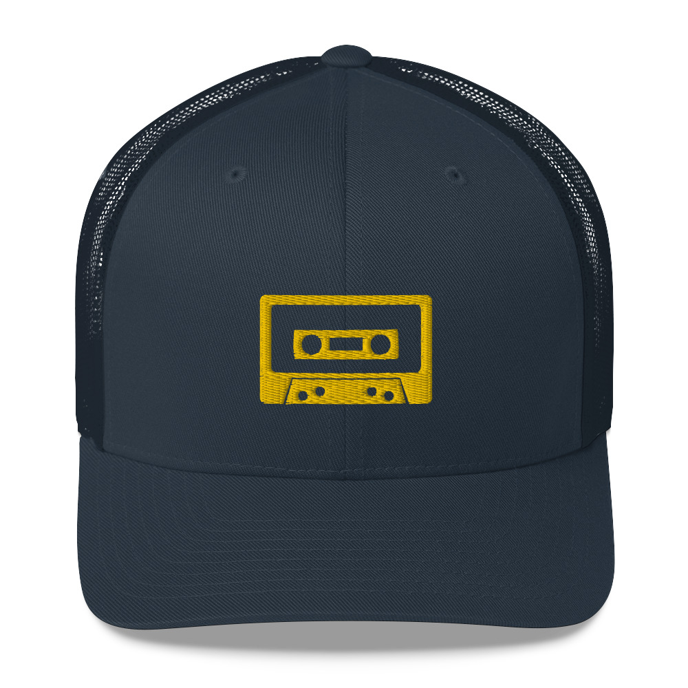 Retro Music | Yellow Cassette Tape | Embroidered Low Profile Trucker ...